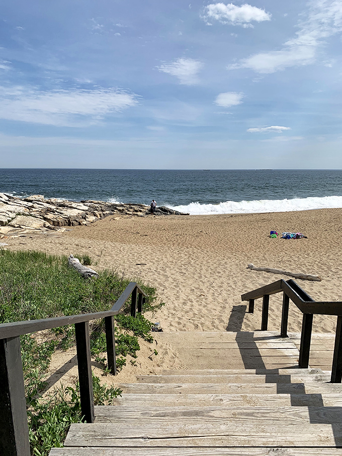 Stairway to heaven? Not quite, but these wooden steps lead to a sandy paradise that'll make you forget about pearly gates.