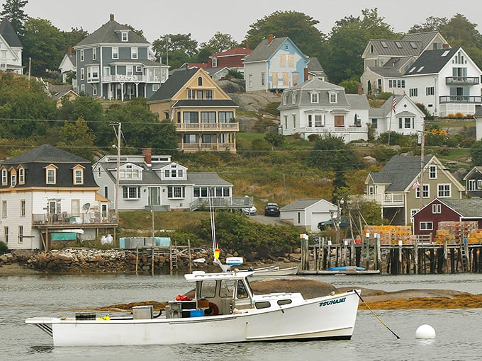 Stonington's harbor: A feast for the eyes! Fishing boats bob like colorful buoys, ready for their next seafaring adventure.