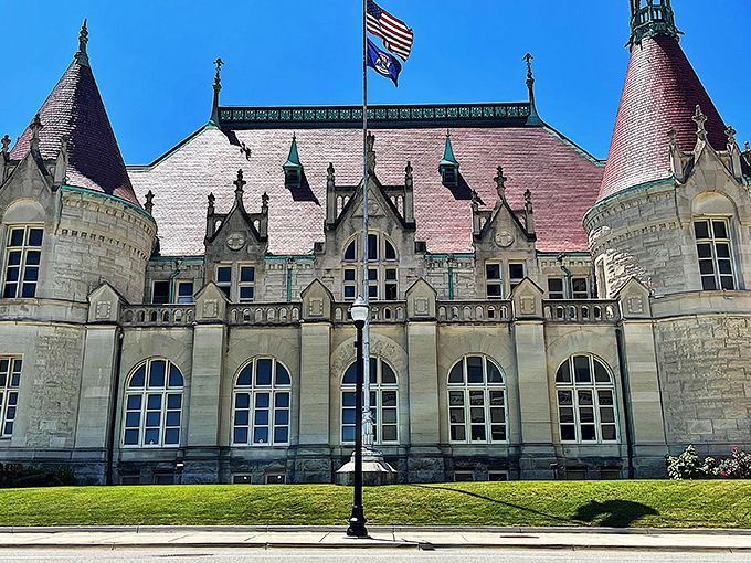 A castle fit for a postmaster! This Gothic Revival gem in Saginaw proves that even mail delivery can have a touch of medieval magic.