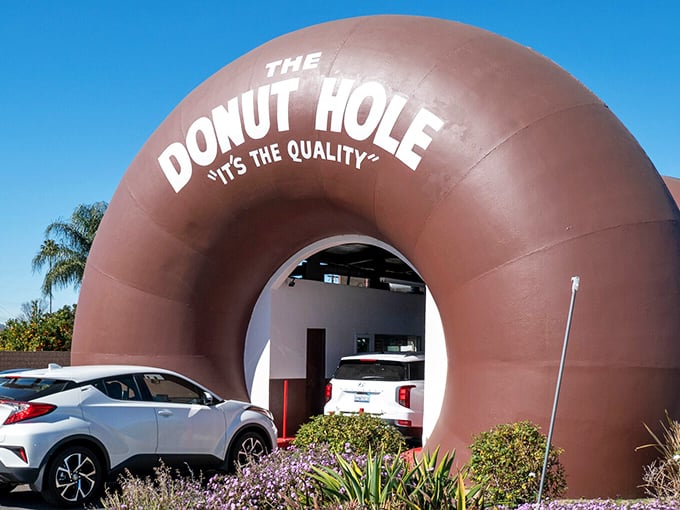 Holy hole-y! This drive-thru donut shop is the stuff of Homer Simpson's dreams. It's like being swallowed by a giant pastry – in the best way possible.