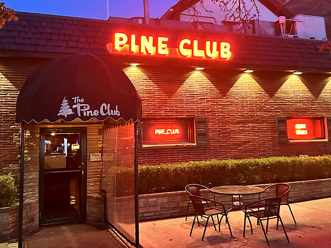 "The Pine Club's neon glow is like a lighthouse for hungry sailors. Abandon ship and head for this beacon of beefy goodness!"
