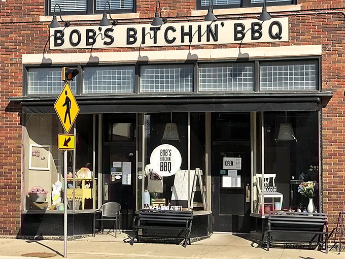 No frills, just thrills at Bob's Bitchin' BBQ. The only thing more inviting than that neon 'Open' sign is the promise of finger-licking goodness inside.