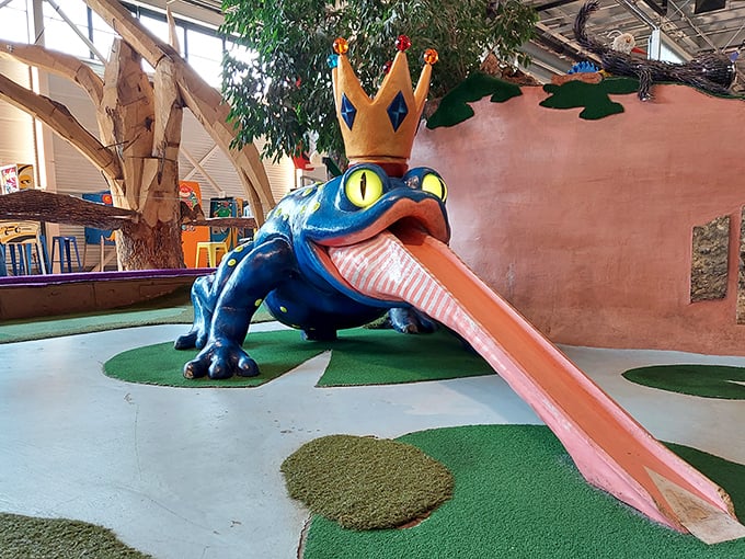 This isn't your grandpa's mini golf! Can Can Wonderland's technicolor course feels like putting through a Wes Anderson fever dream.