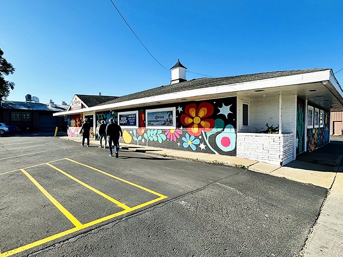 Winter, schminter! El Tapatio's vibrant exterior laughs in the face of Michigan's chill, promising a warm Mexican embrace.