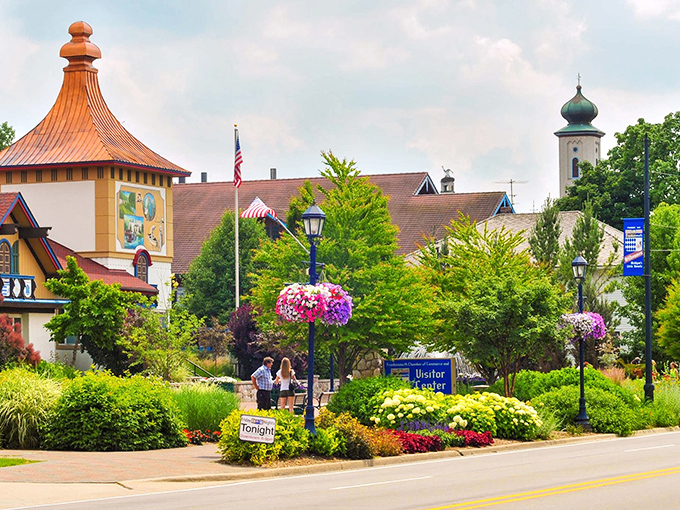 Blooming beautiful! Frankenmuth's flower-lined streets and charming facades make you feel like you've stepped into a postcard.