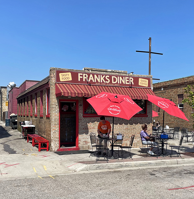 Brick on the outside, pure nostalgia inside. Frank's Diner is where memories are made and calories don't count.