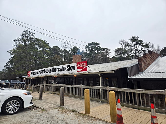 Coca-Cola signs and weathered wood &ndash; Fresh Air's rustic charm is the perfect appetizer for their legendary Brunswick stew.