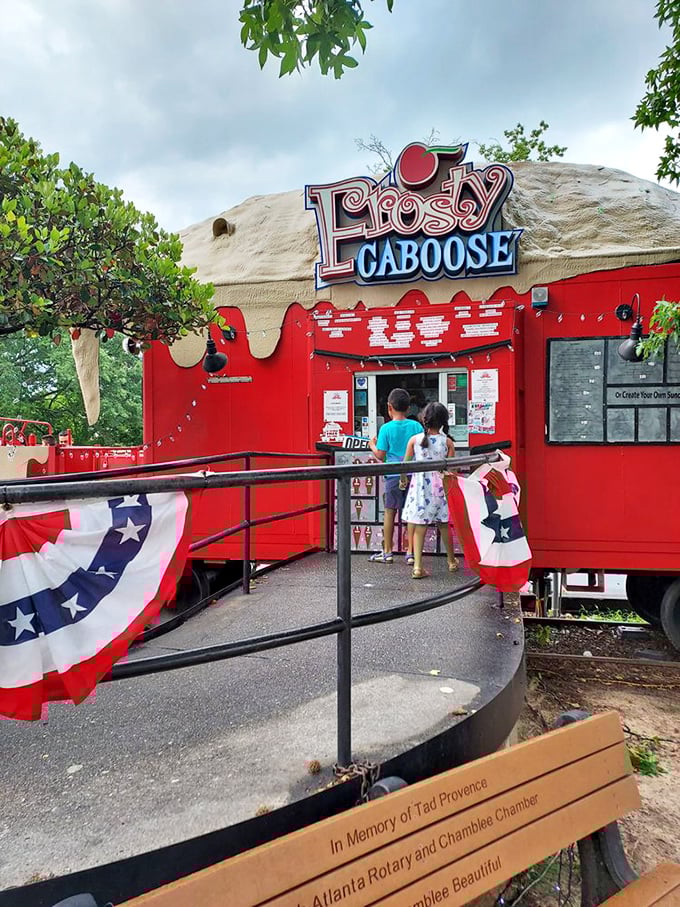 Stars, stripes, and scoops! Frosty Caboose serves up patriotic charm with a side of creamy indulgence. It's the American dream, frozen.