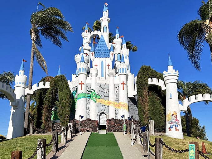 Whoever said "it's not easy being green" clearly never putted on this technicolor dreamscape. Take that, Kermit!