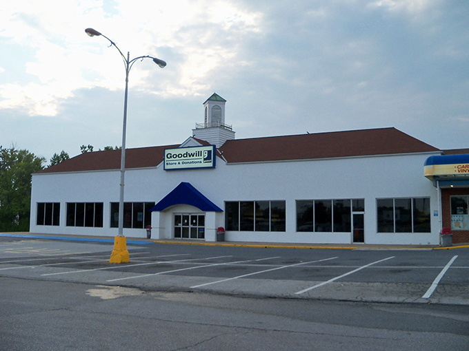 Blue skies and even bluer bargains! Goodwill's expansive lot promises a day of delightful discoveries inside.