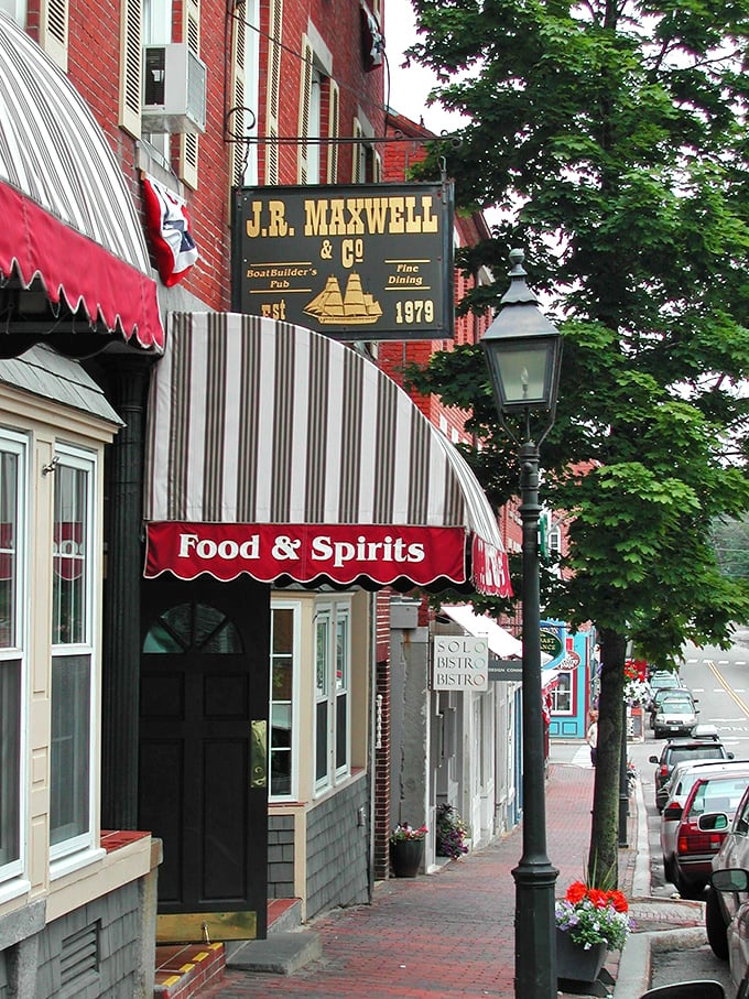 Anchors aweigh for flavor! J.R. Maxwell's striped awnings and patriotic flair set the stage for a star-spangled steak spectacular.
