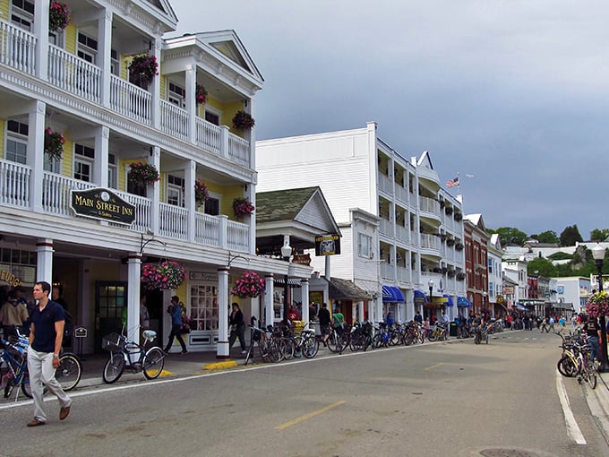 The Grand Hotel's porch: 660 feet of Victorian elegance. It's like the red carpet of the Midwest, minus the paparazzi, plus rocking chairs.