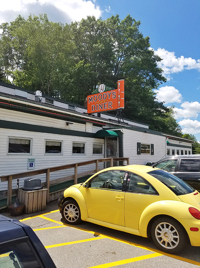 Sunshine and whoopie pies – a match made in Maine! Moody's Diner's cheery exterior is like a beacon of hope for empty stomachs.