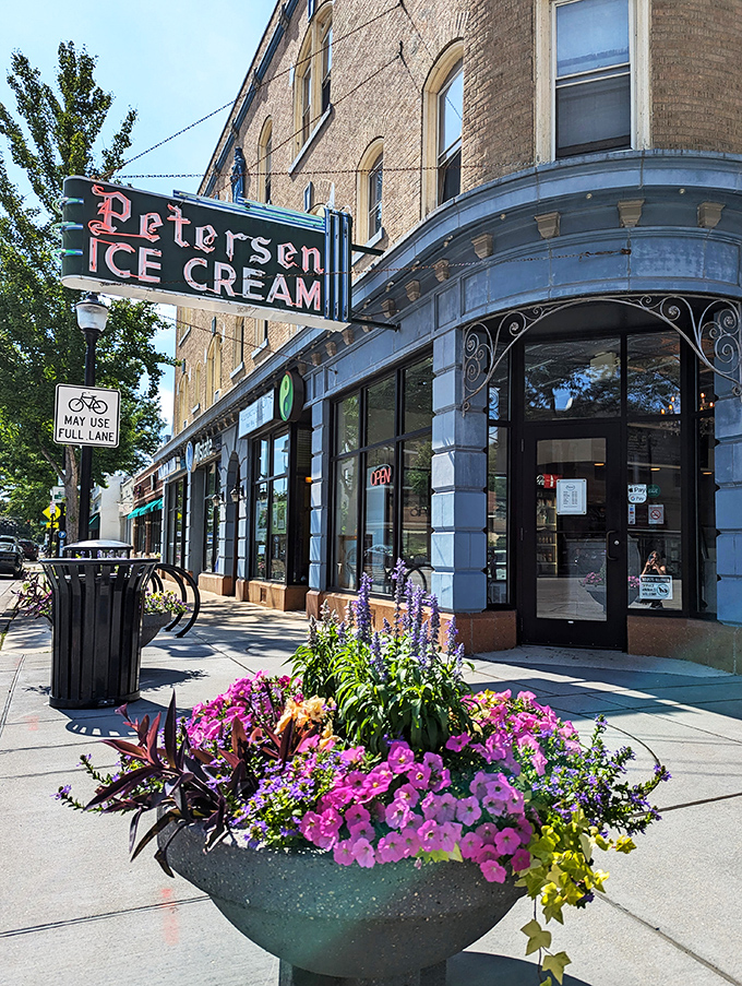 Flower power meets ice cream tower! Petersen's charming storefront is like your grandma's garden, if she planted scoops instead of seeds.