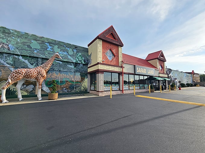 "Giraffe's-eye view of fun! This technicolor oasis stands ready to transform mild-mannered parents into intrepid explorers of indoor safaris."