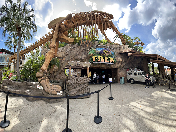 Hold onto your silverware! This dino-mite eatery's "meteor showers" add a dash of prehistoric drama to your meal.