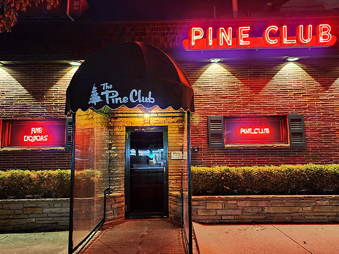 "Night or day, the Pine Club's always ready to serve. It's like Dracula's castle, but with steaks instead of stakes!"