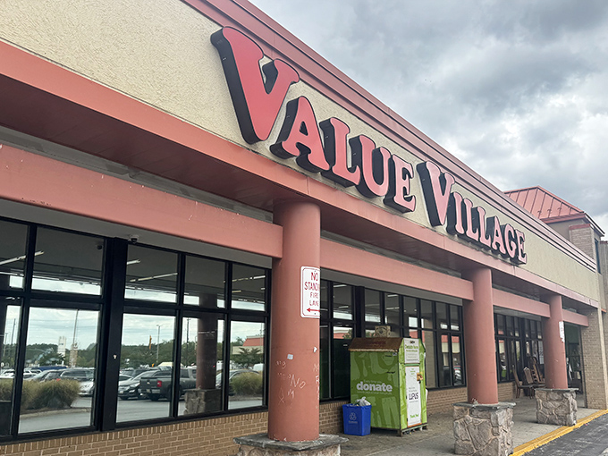 Red awning, endless possibilities. Value Village is the wardrobe to Narnia for thrift shoppers &ndash; minus the talking lion, of course.