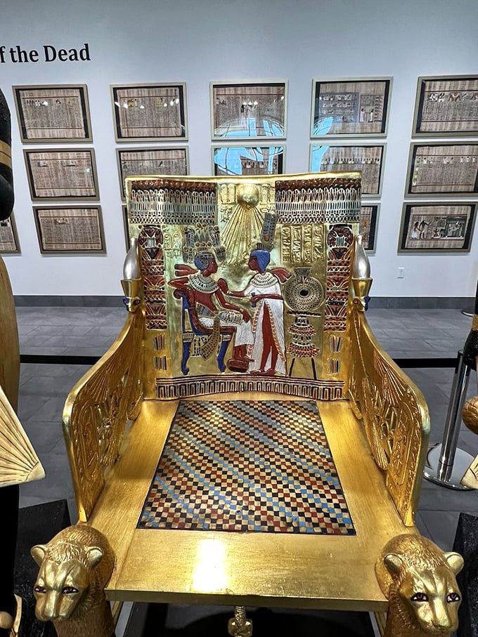 Who knew Tutankhamun was into bling? This golden throne would make even Elvis say, "That's a bit much, don't you think?"