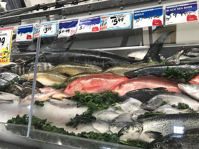 Talk about sleeping with the fishes! This seafood display is so fresh, I half expect these guys to start singing "Under the Sea."