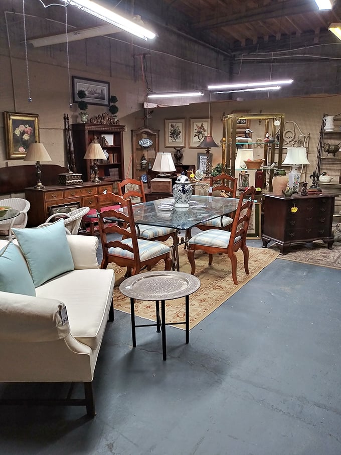 Mid-century modern meets Victorian chic. It's a furniture time warp that would make Doc Brown jealous.