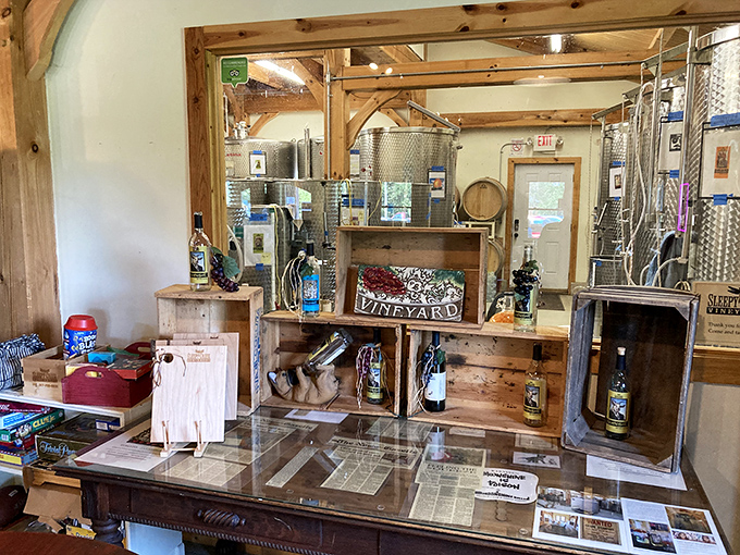 Wine wonderland alert! This cozy corner is where grape dreams come true, offering a tasting experience that'll make your taste buds do a happy dance.