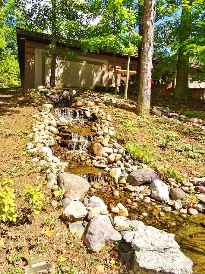 Nature meets nurture in this tranquil oasis. Who knew a man-made stream could look so effortlessly zen?