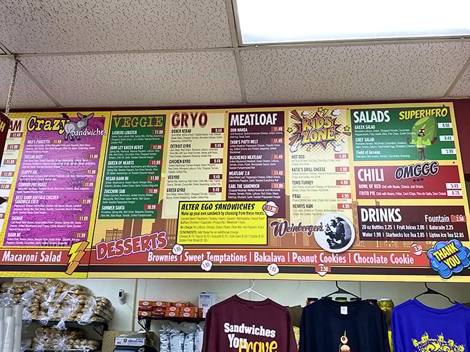 Holy menu, Batman! This colorful smorgasbord of options is like a Choose Your Own Adventure book for your taste buds. Decision paralysis, anyone?