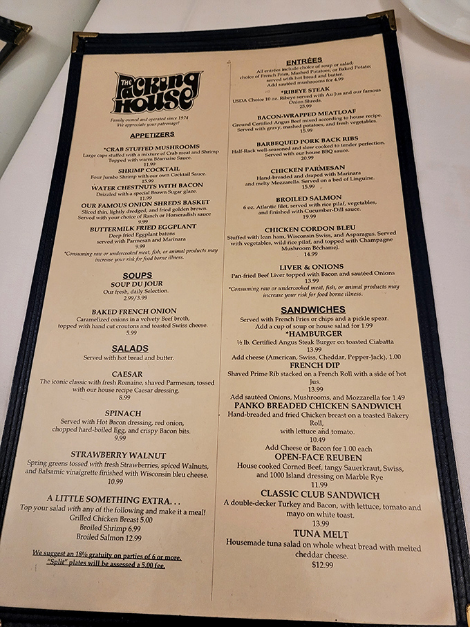 Behold, the sacred text of supper club salvation! This menu is a roadmap to gastronomic bliss, each item a potential adventure.