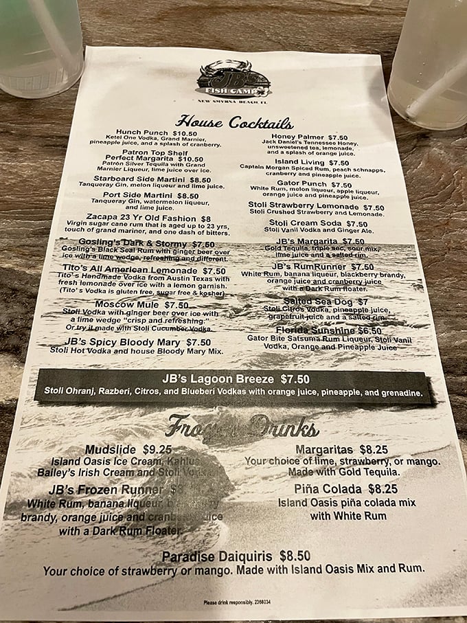 Decisions, decisions! JB's cocktail menu is a liquid love letter to Florida, featuring concoctions that'll make your taste buds do the cha-cha.