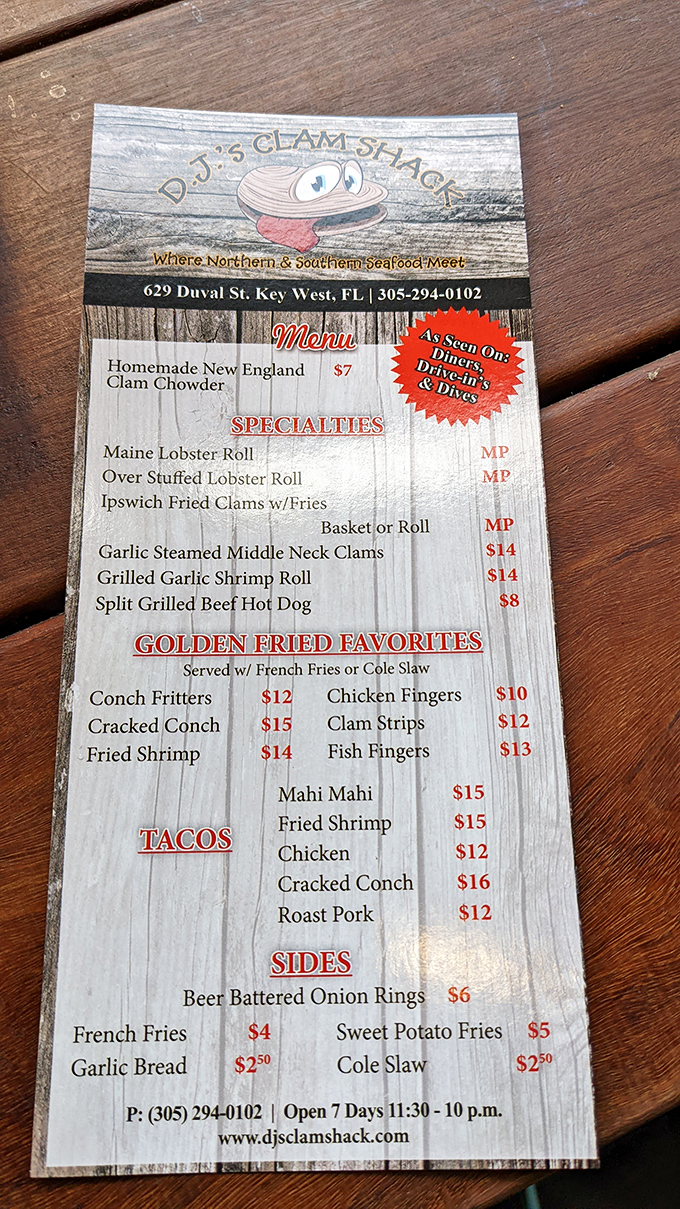 Decisions, decisions! This menu is a siren song of seafood specialties. Pro tip: Bring a friend and share, or better yet, order one of everything!