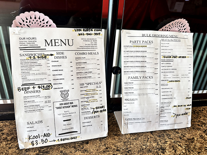 Decisions, decisions! This menu is like a roadmap to flavor town, with pit stops at all your favorite BBQ destinations.