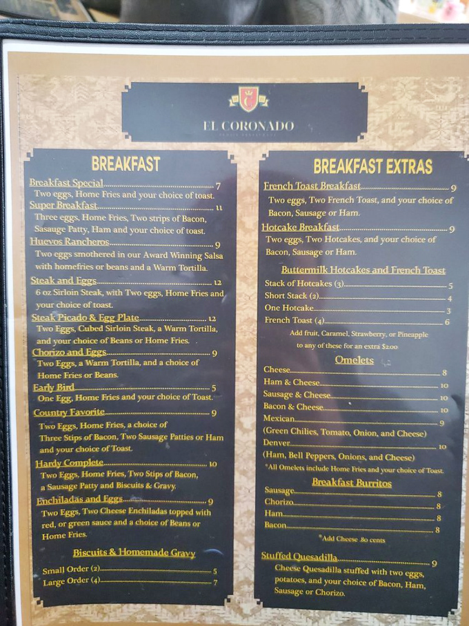Breakfast choices that'll make you want to be an early bird! This menu is a treasure map of morning delights.
