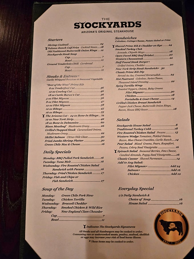 This menu isn't just a list; it's a love letter to carnivores. Choosing your meal here is like picking your favorite child &ndash; impossible!