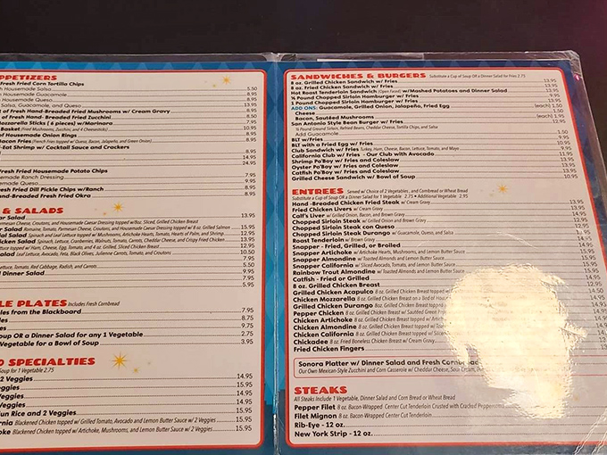 Decisions, decisions! This menu is a roadmap to comfort food nirvana, offering everything from classic burgers to unexpected culinary adventures.
