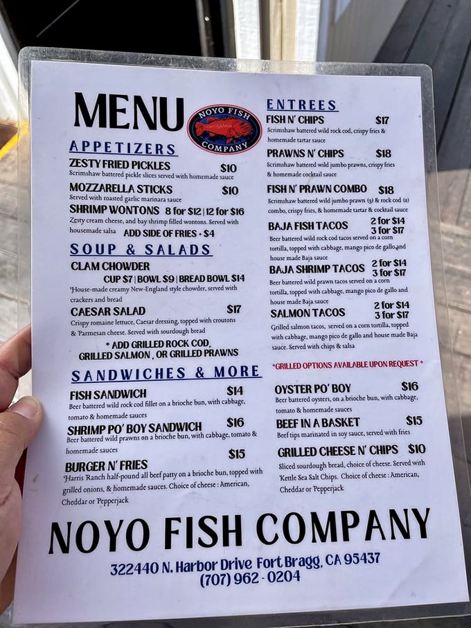 Decisions, decisions! This menu is a treasure map of oceanic delights. Pro tip: Everything tastes better with a side of salty sea air.