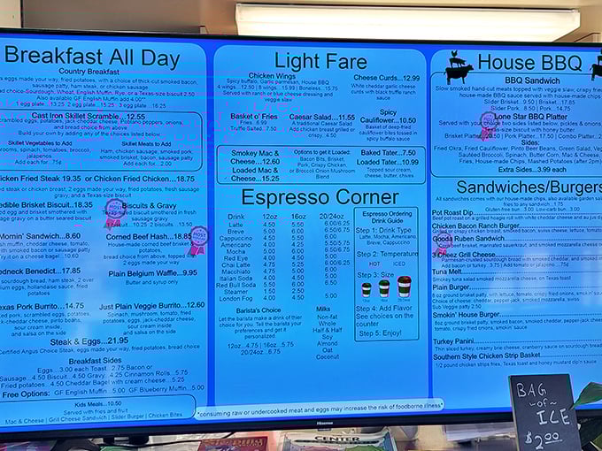 Decisions, decisions! This menu is like a choose-your-own-adventure book, but every ending is delicious. Breakfast all day? Yes, please!