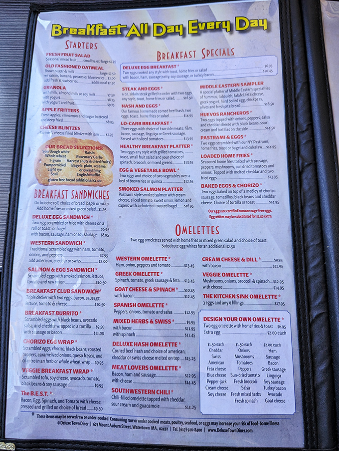 The holy grail of breakfast menus! With more options than a Netflix queue, this diner's offerings are a choose-your-own-adventure for your taste buds.