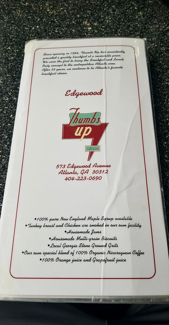 This menu isn't just a list; it's a love letter to Southern breakfast, penned in gravy and sealed with a side of grits.