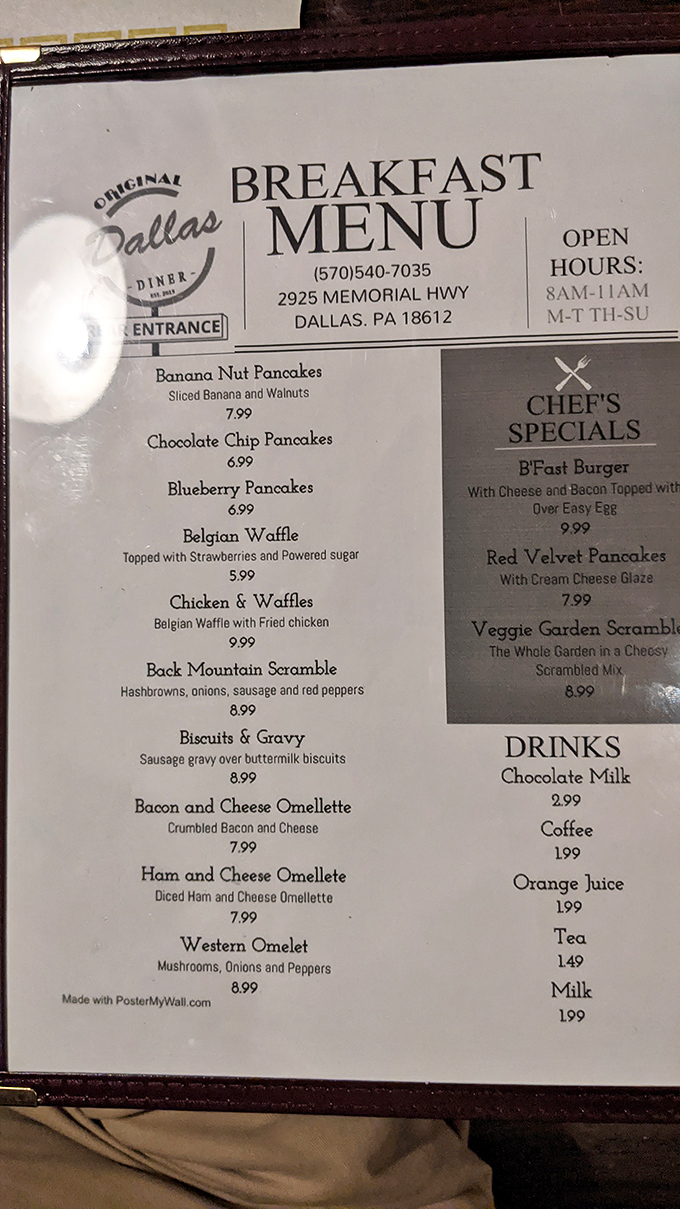 Decisions, decisions! This menu is a roadmap to breakfast bliss, with enough options to make even the most decisive diner second-guess their order.