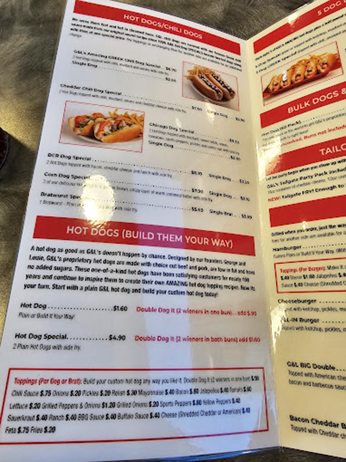 Decisions, decisions! This menu is a roadmap to flavor town, with each option more tempting than the last. Choose your own chili dog adventure!