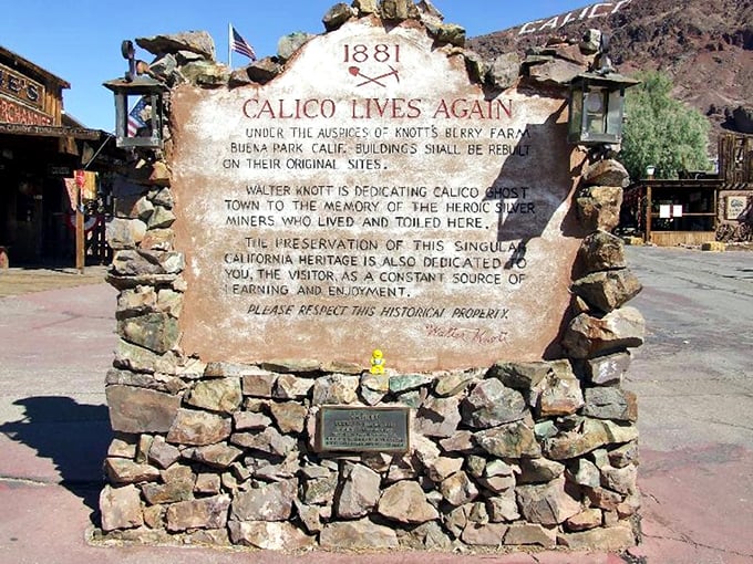 This stone tablet is like the town's birth certificate. Walter Knott: theme park pioneer by day, ghost town savior by night!