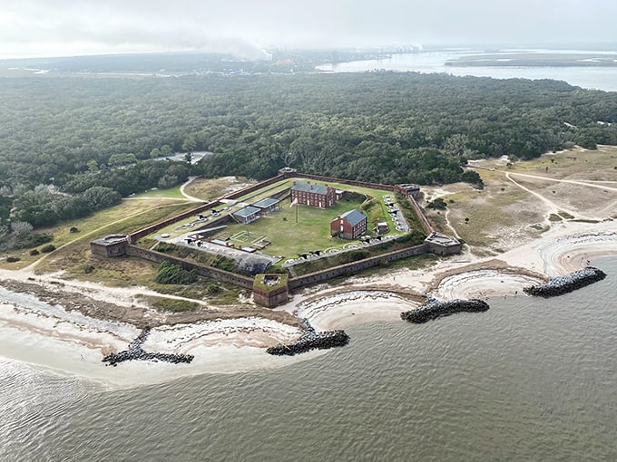 "From up here, Fort Clinch looks like nature's chess piece. A formidable fortress guarding Florida's coast &ndash; checkmate, invaders!"