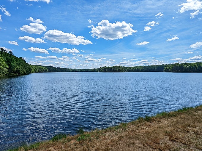 Mirror, mirror on the water: Ashland Reservoir reflects the sky so perfectly, even narcissistic clouds stop to admire themselves.