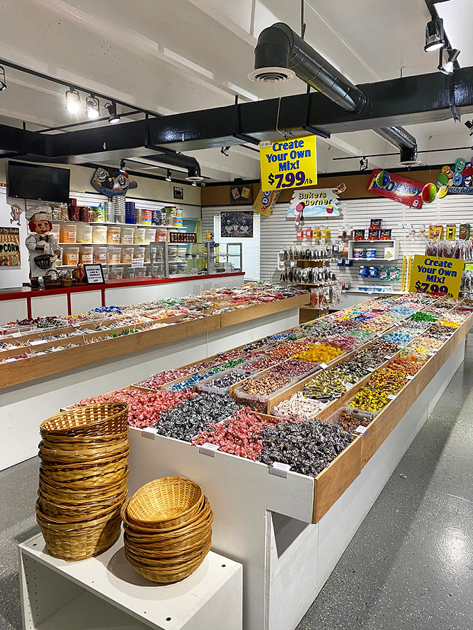 A kaleidoscope of confectionery delights! It's like someone took a rainbow, melted it down, and reformed it into every candy imaginable.