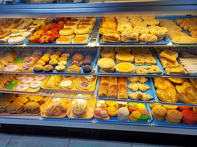 Behold the rainbow of Mexican pastries! It's like Willy Wonka went on vacation to Guadalajara and came back with some seriously delicious ideas.