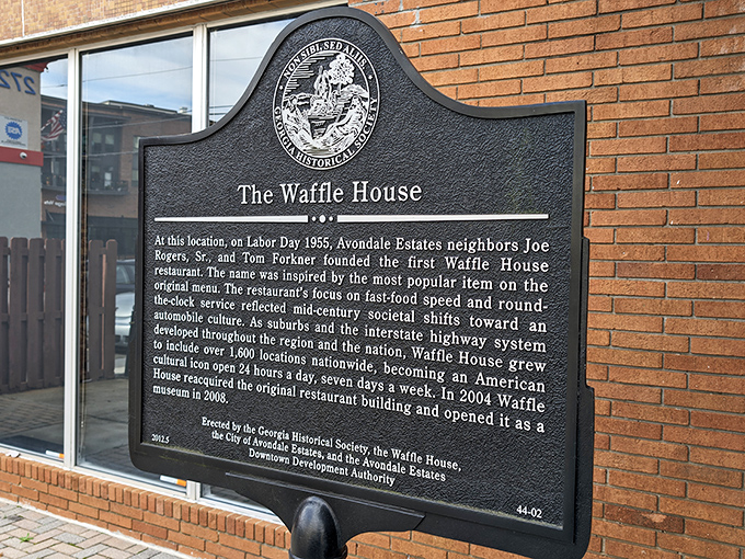 History served hot off the griddle! This plaque dishes out the origin story of a Southern institution.