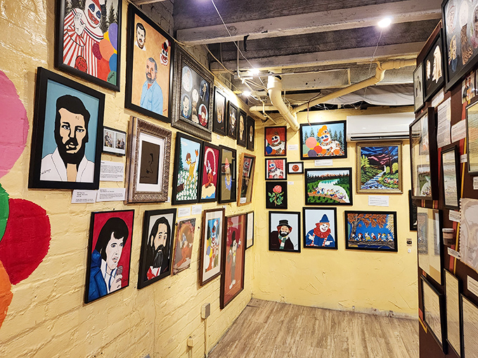 A feast for the eyes and the imagination! This eclectic gallery wall is like a "Where's Waldo?" of pop culture and true crime.