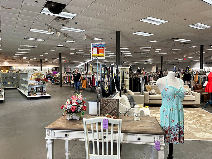 Behold, the Narnia of knick-knacks! This vast expanse of aisles is where fashion time-travels and furniture finds new homes. It's like your grandma's attic, but organized.