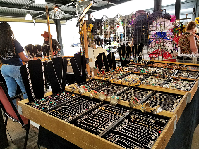 Treasure hunters, rejoice! This jewelry display is like a pirate's chest exploded in the best possible way. Time to channel your inner Jack Sparrow!